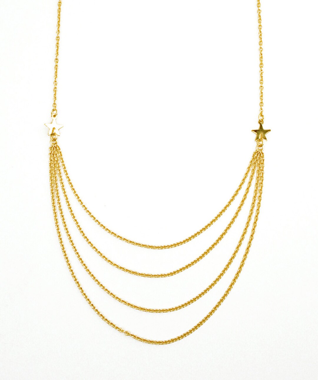Double Star Layered Lightweight Multi Gold Chain Necklace - Etsy