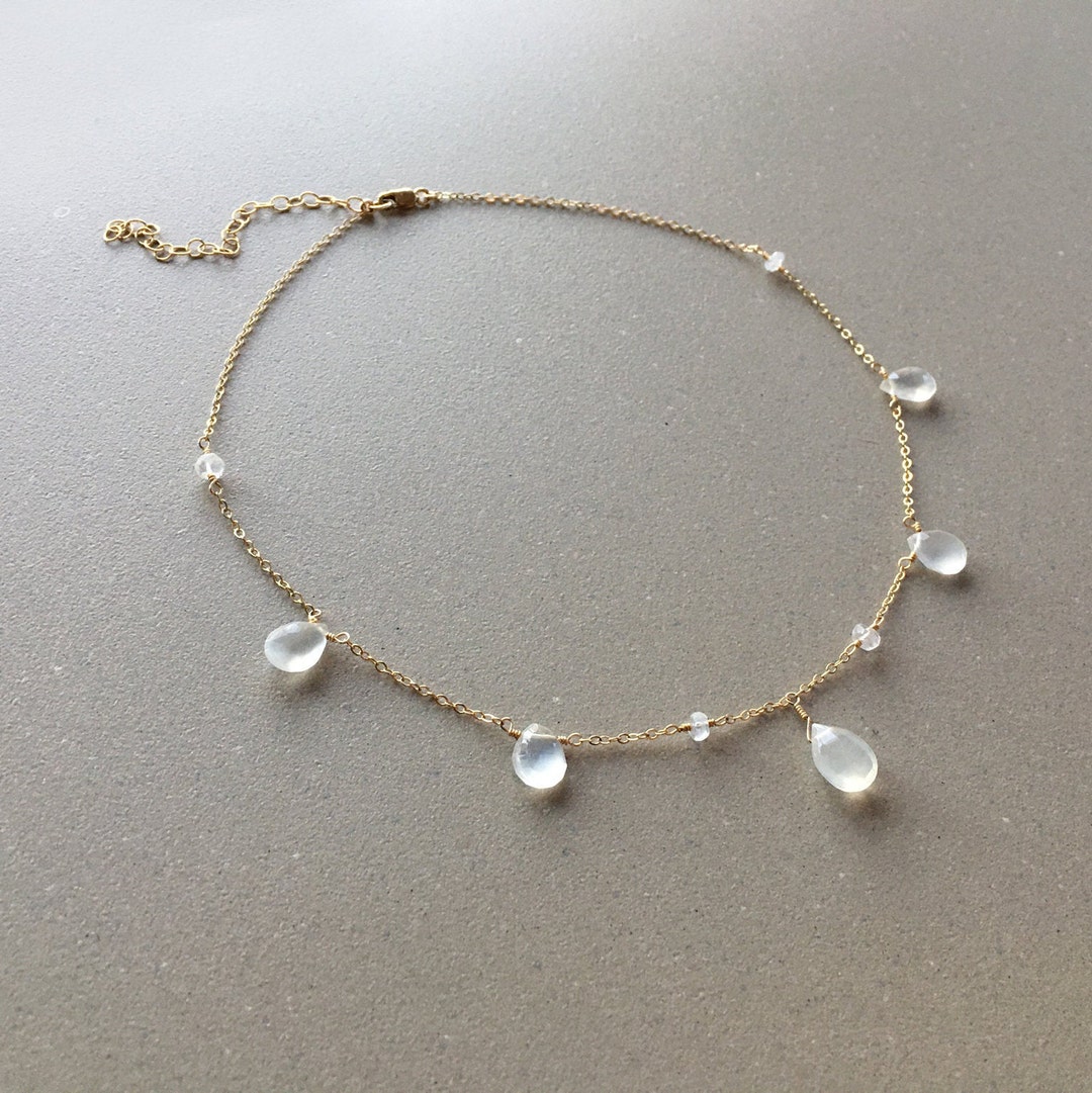 Faceted Tear Drop Stone Single Strand Necklace, the Nile Necklace ...