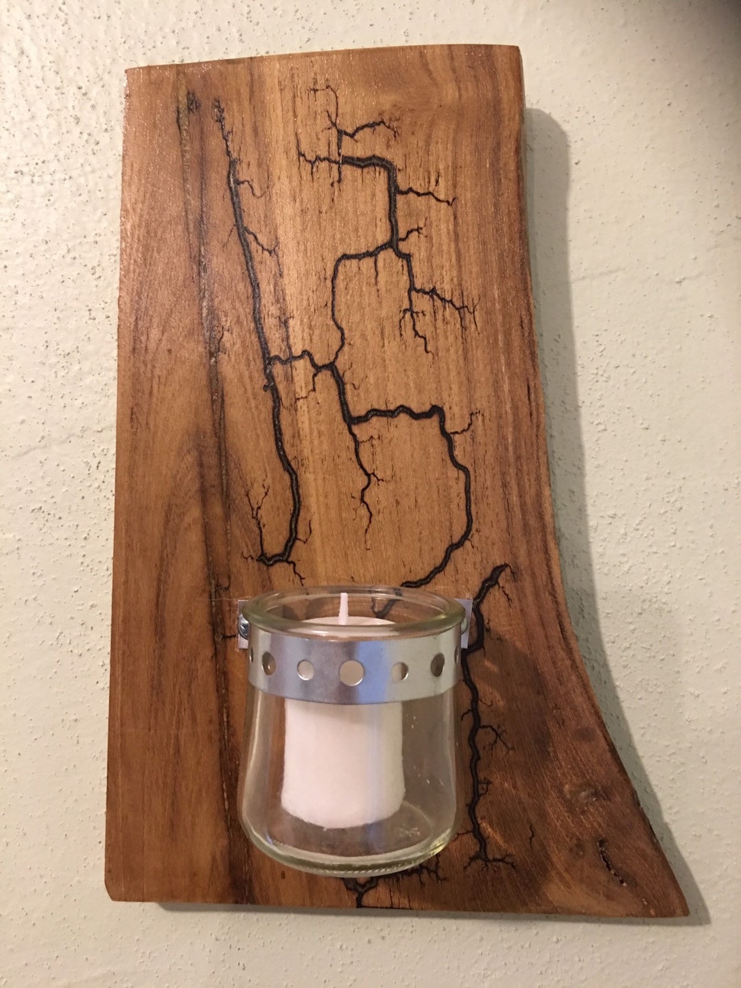 Live Edge Iron Wood Sconce With Lichtenberg Fracturing - Etsy