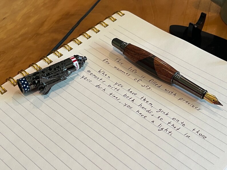 Shuttle Two Part Fountain Pen in Gunmetal With Cherry/walnut Barrel - Etsy