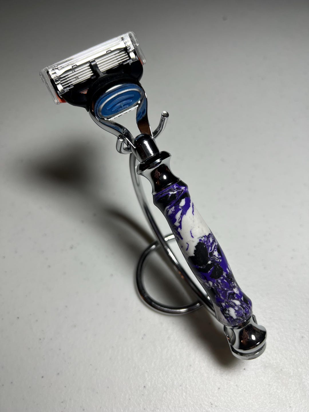 Gillette Fusion Razor Handle Chrome With White, Black and Purple ...