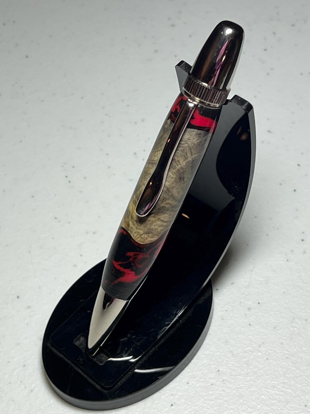 Atlas Pen Chrome With Burl and Red/black Resin - Etsy