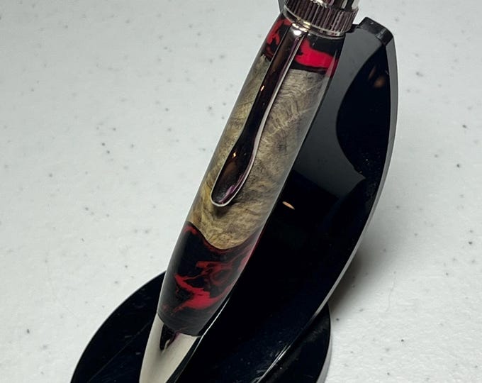 Atlas Pen Chrome With Burl and Red/black Resin - Etsy