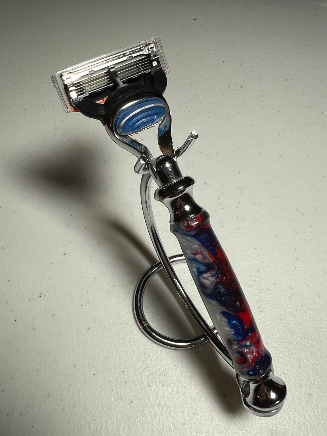 Gillette Fusion Razor Handle Chrome With Black Red, White and Blue ...
