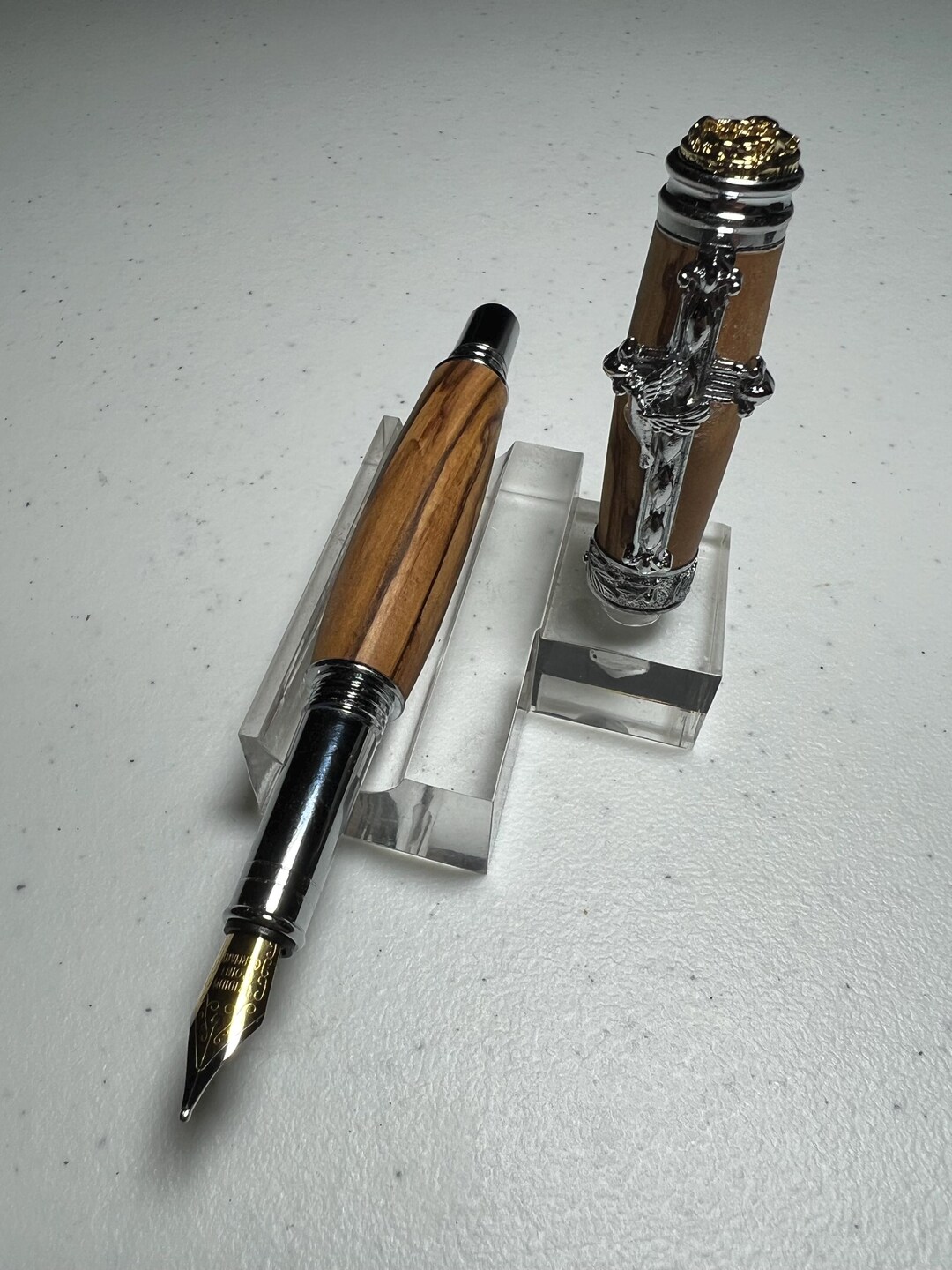 Amazing Grace Fountain Pen Chrome With Bethlehem Olive Wood - Etsy