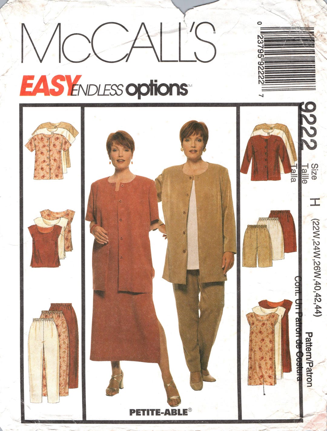 Mccall's 9222 Woman's Separates Sewing Pattern Size: 22 - 24 FF - Etsy