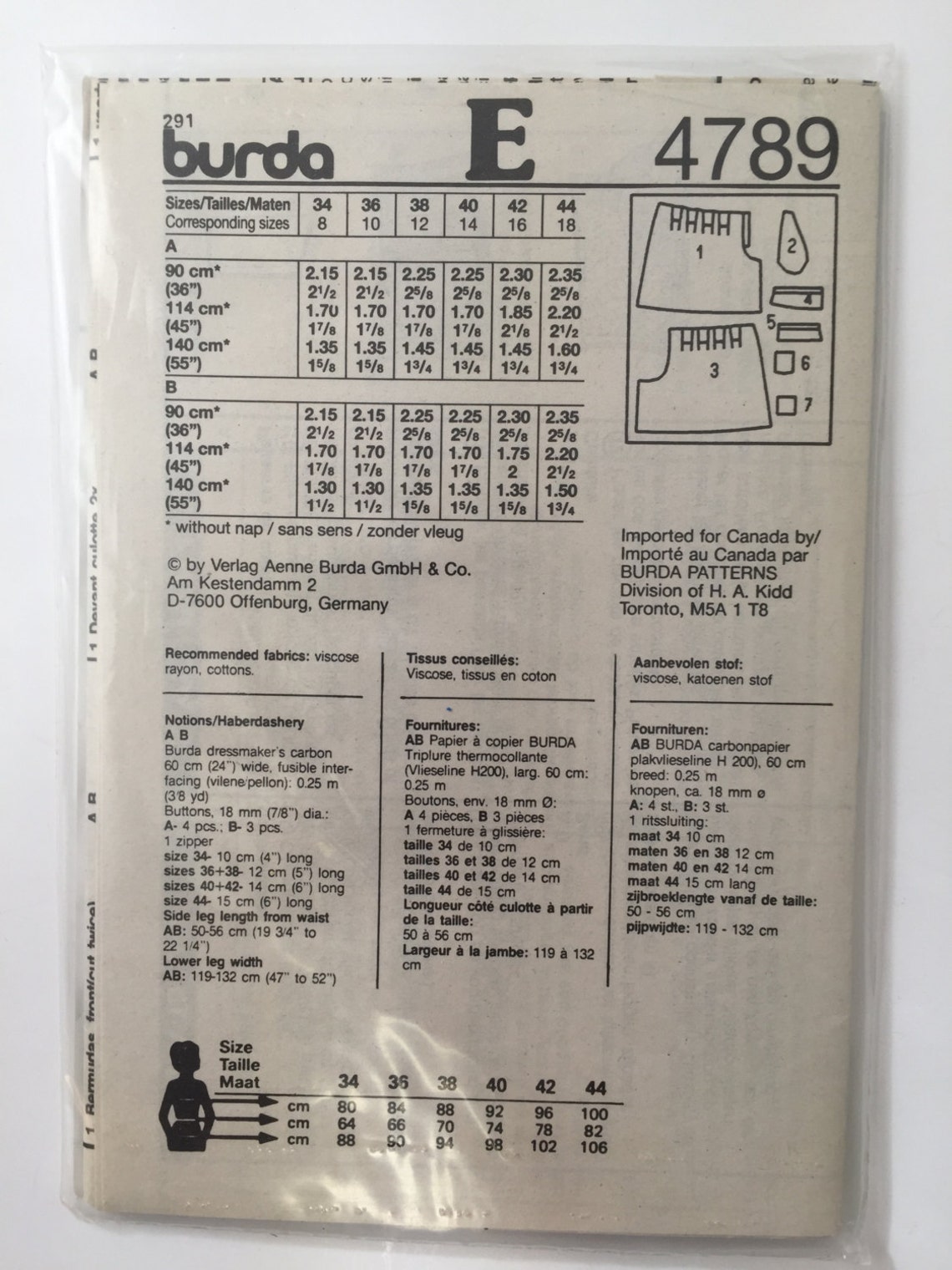 Burda 4789 Vintage Pattern - Etsy