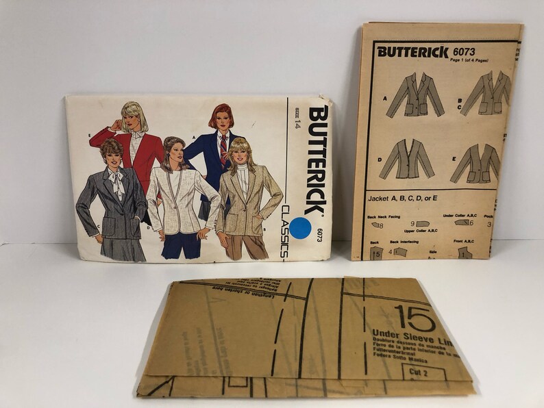 Butterick 6073 Jacket Sewing Pattern, Size 14, Fitted Blazer - Etsy