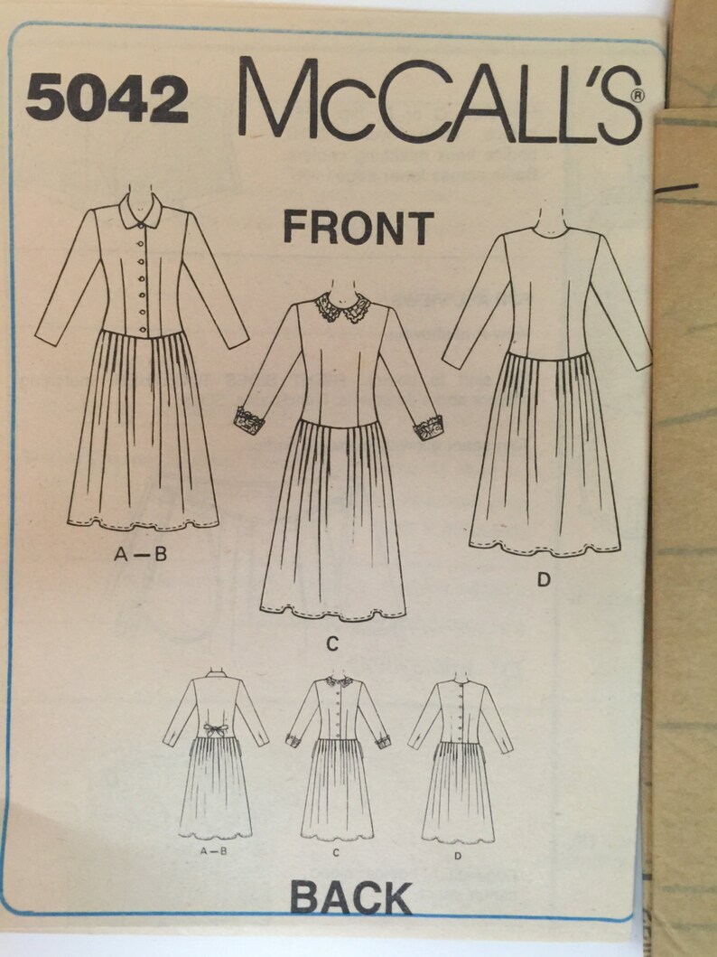Vintage Mccalls 5042 Sewing Pattern: Misses' Dropped Waist Dress, Size ...
