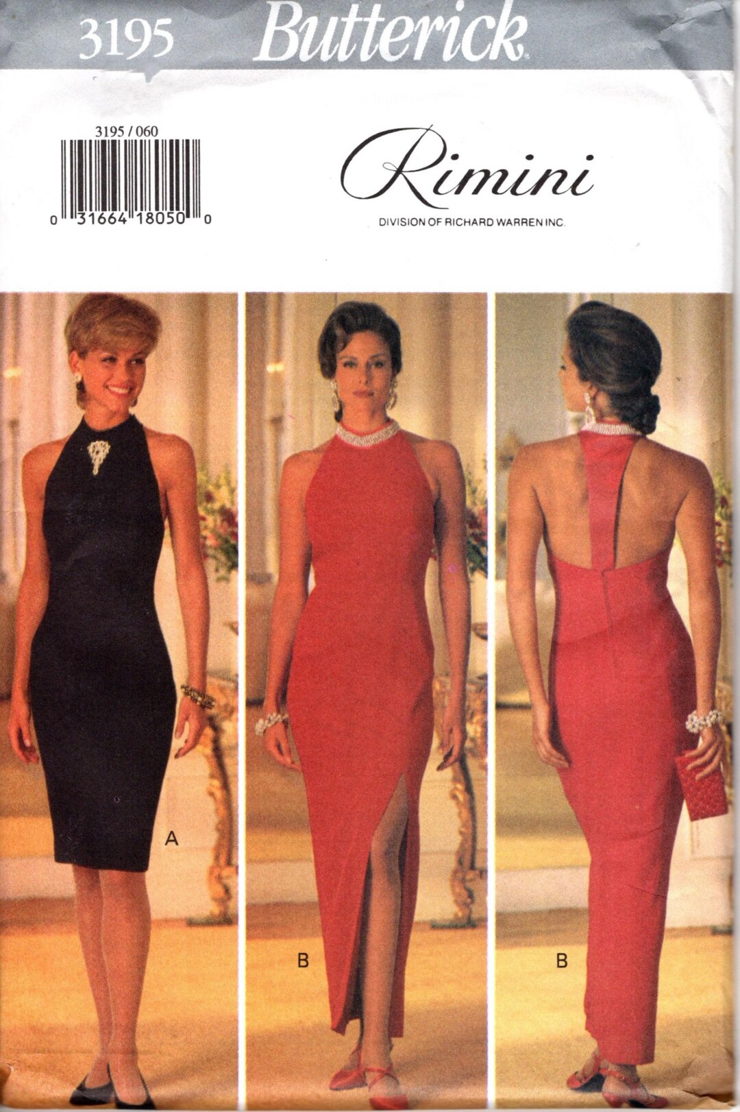 Butterick 3195 Vintage Dress Pattern: Fitted Princess Seam, Size 12-16 ...