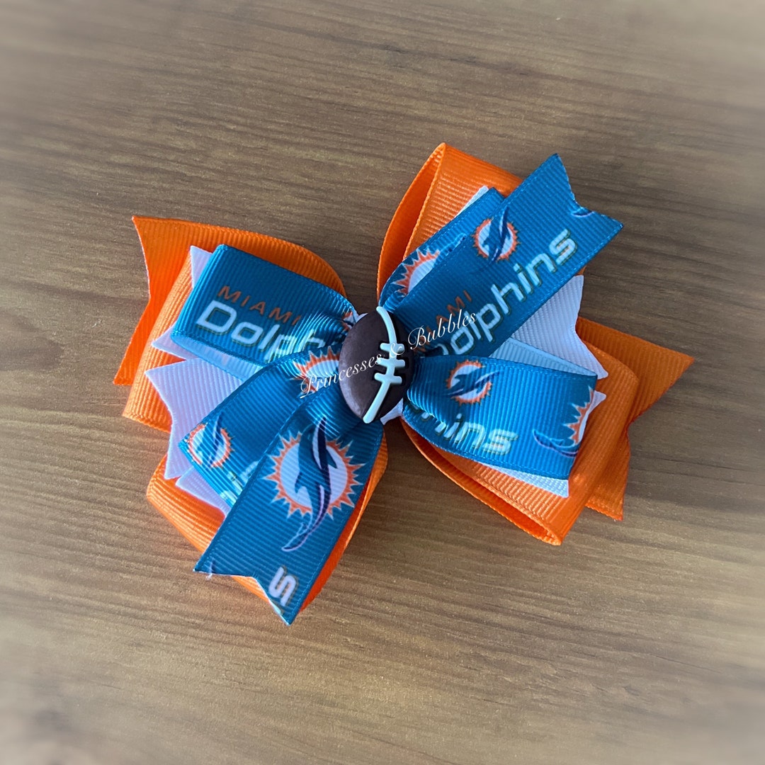 Miami Dolphins Football Hair Bow Hair Clip Football Orange - Etsy