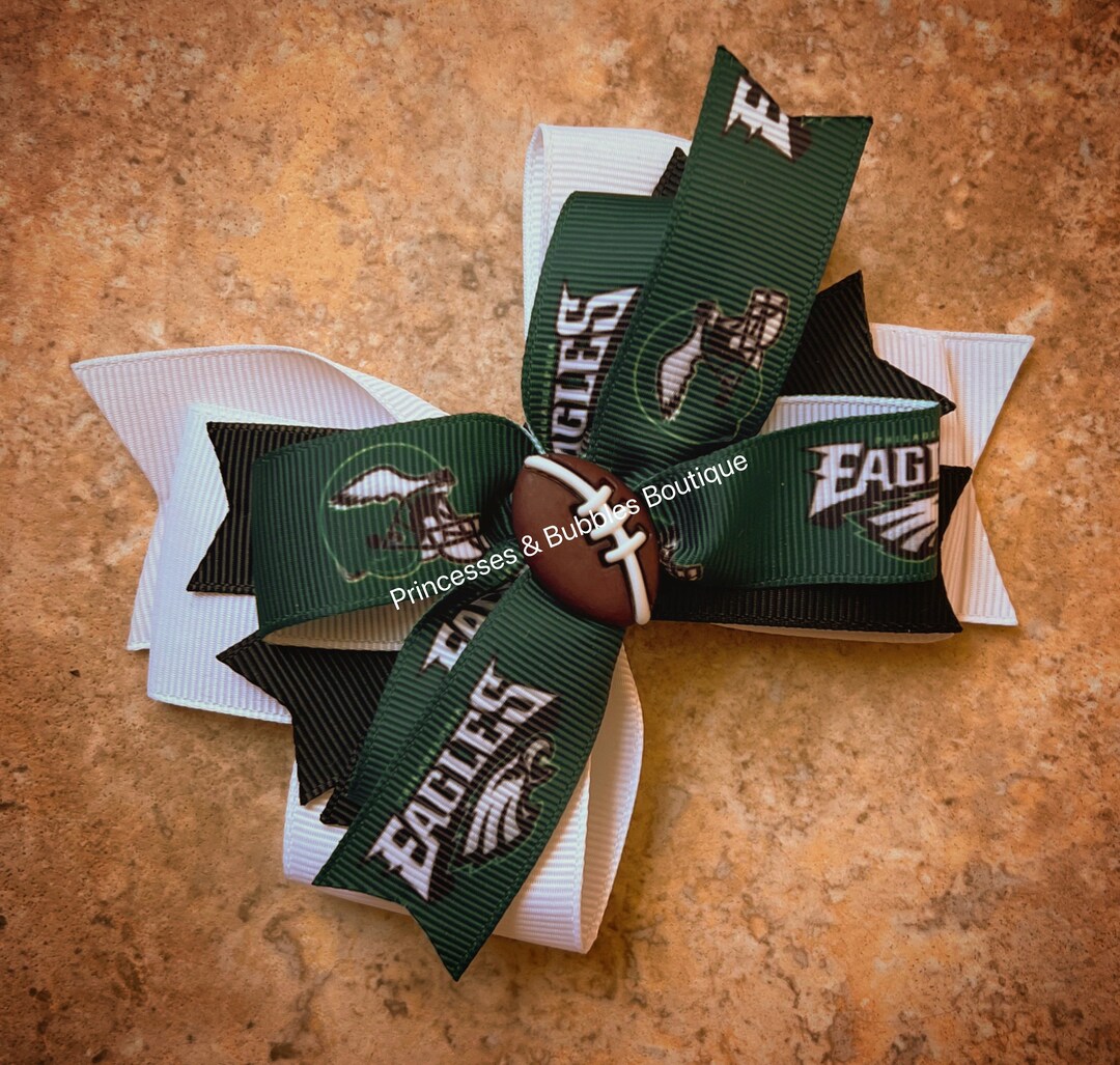 Philadelphia Eagles Football Hair Bow, Hair Clip, Football Helmet ...