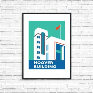 THE HOOVER BUILDING Travel Poster - London Print - Art Deco ...