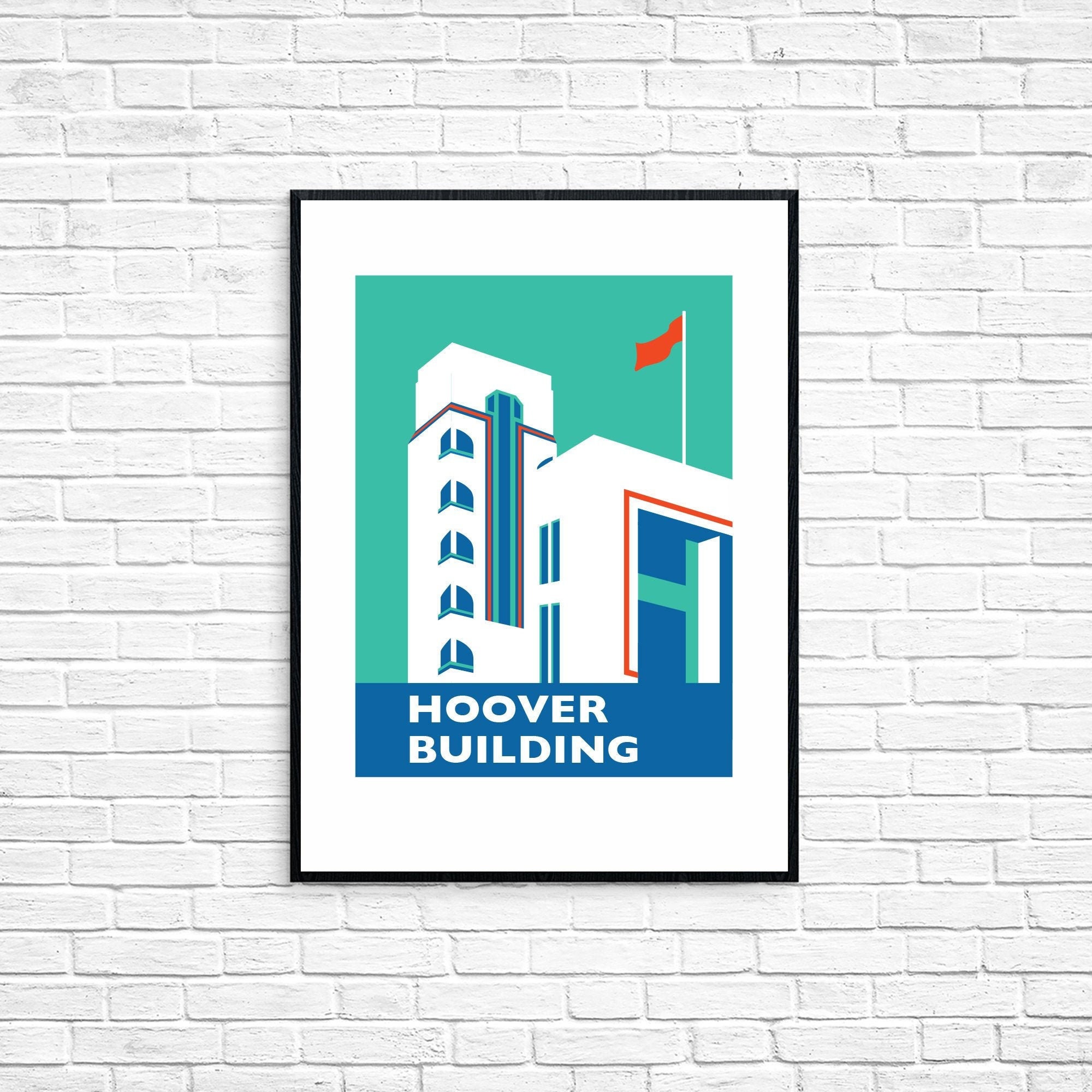 THE HOOVER BUILDING Travel Poster - London Print - Art Deco ...