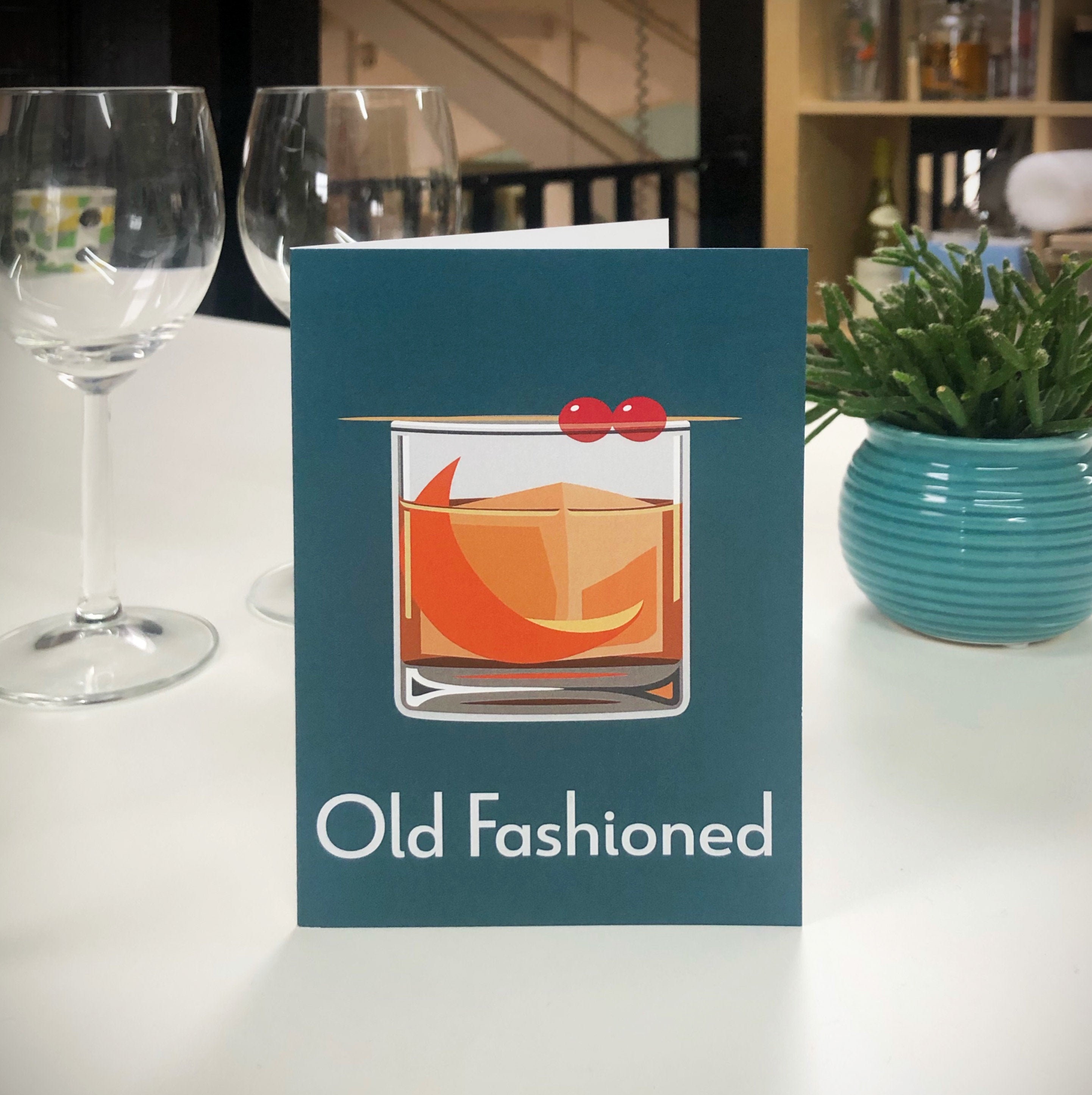 OLD FASHIONED Greetings Card Cocktail Card Art Deco - Etsy UK