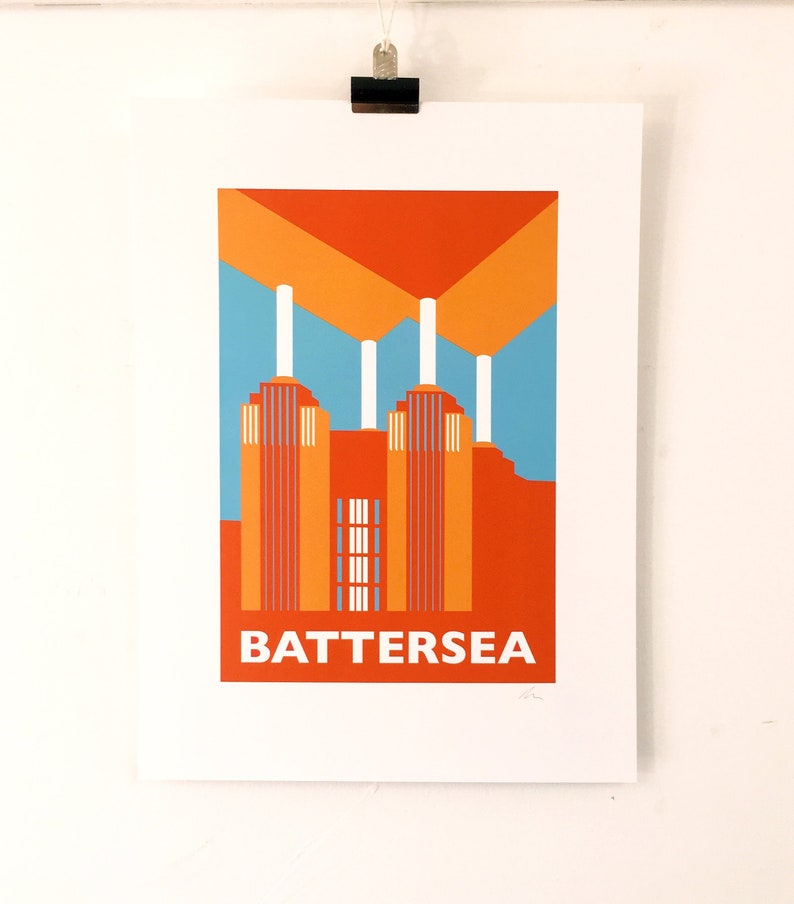 BATTERSEA POWER STATION Travel Poster - London Print - Art Deco ...