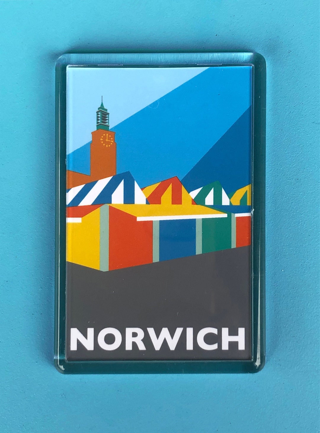 NORWICH MARKET and Town Hall Travel Poster Style Fridge Magnet by ...