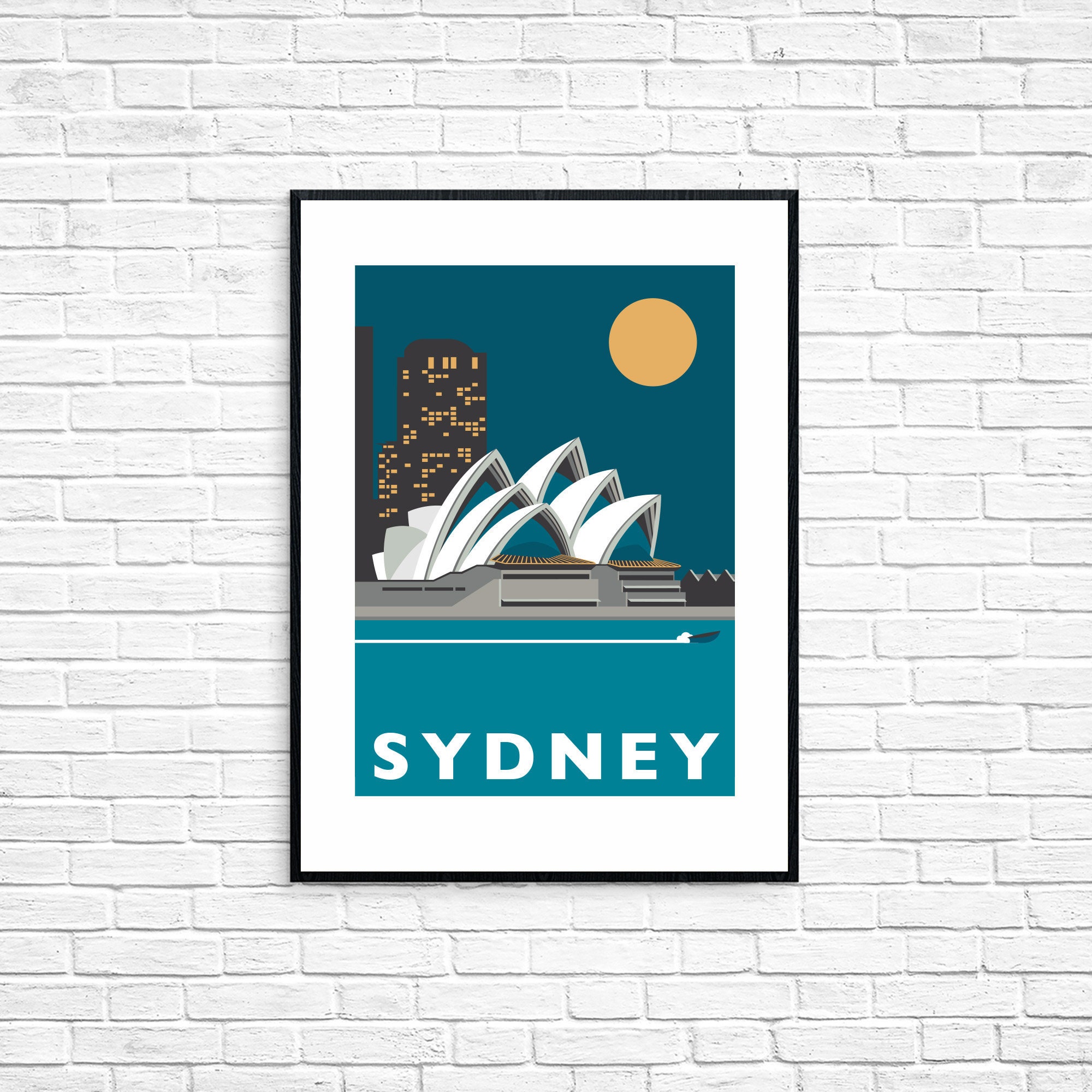 SYDNEY Travel Poster - Sydney Opera House - Art Deco Print ...