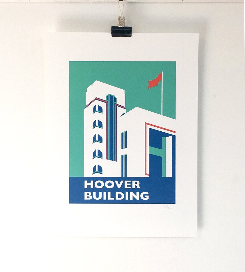THE HOOVER BUILDING Travel Poster London Print Art Deco - Etsy