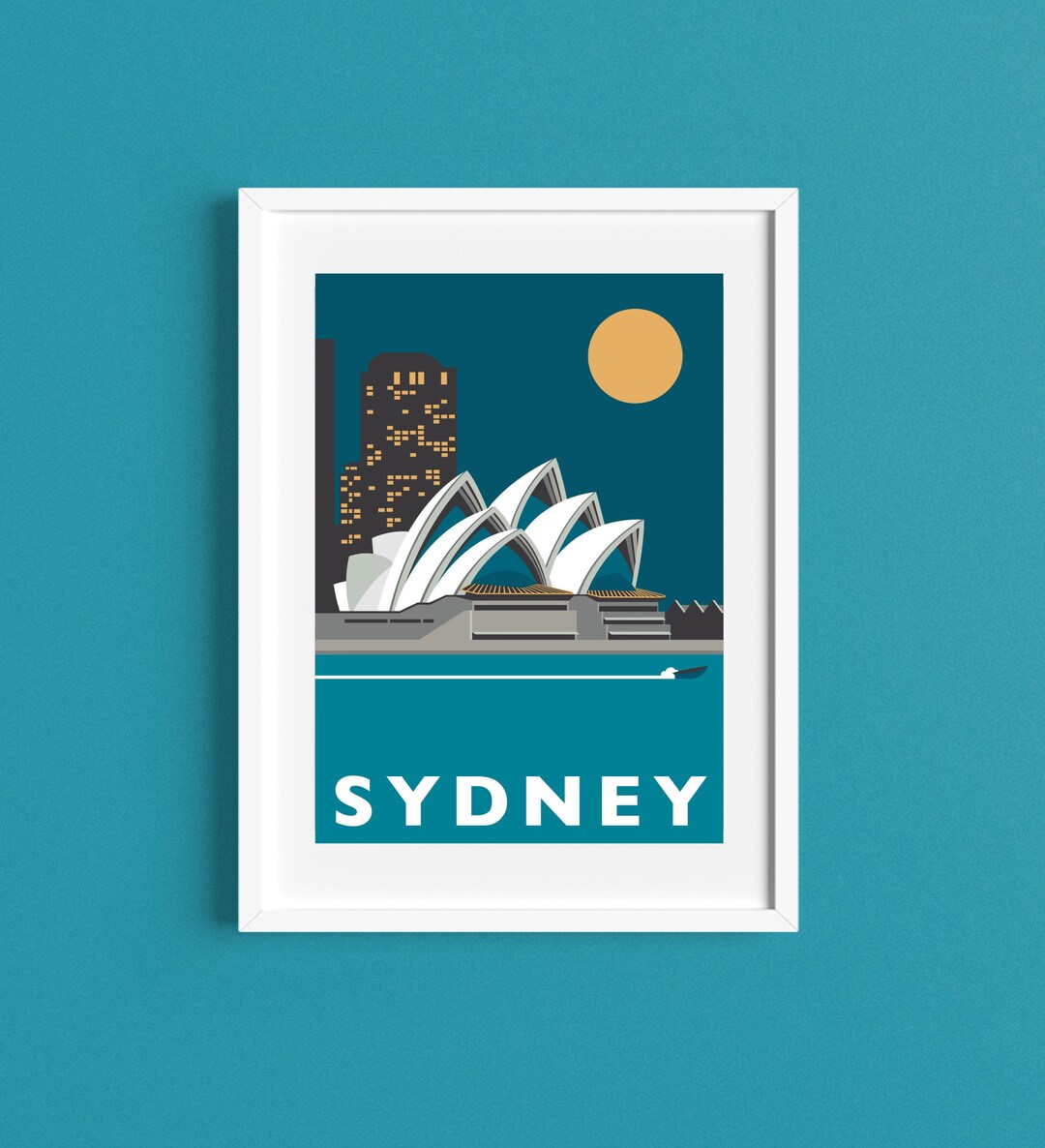 SYDNEY Travel Poster Sydney Opera House Art Deco Print Illustration by ...