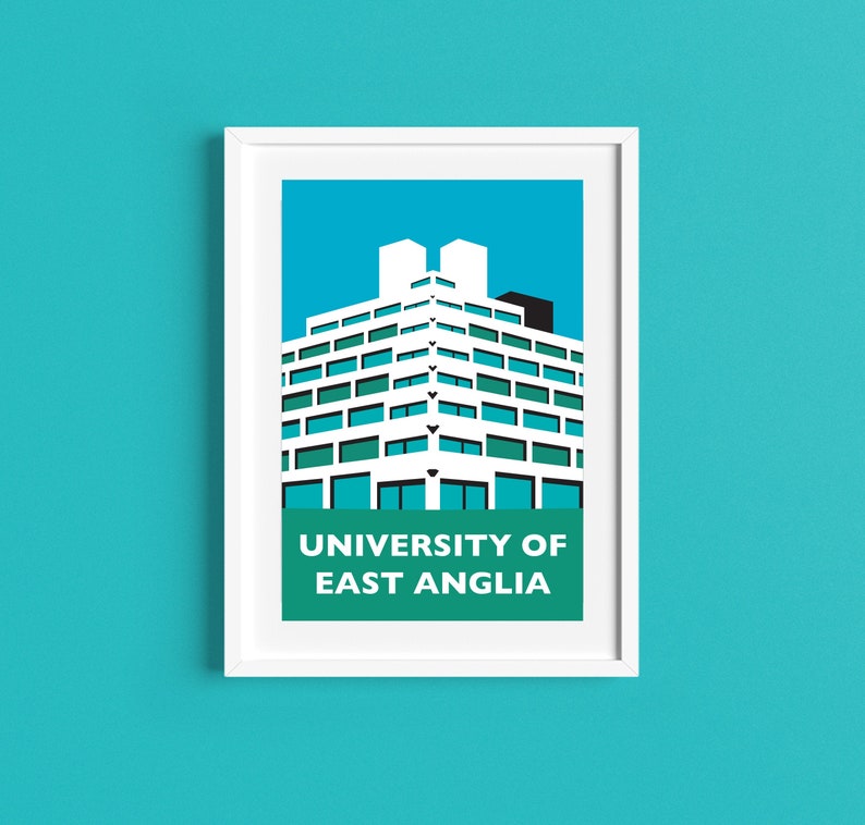 University of East Anglia ZIGGURATS Travel Poster - NORWICH UEA ...