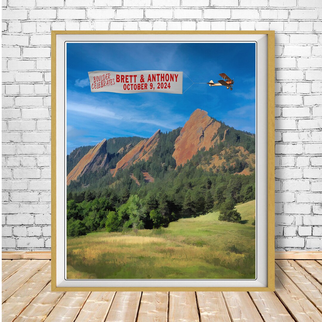 Personalized Wedding Gift, Boulder Colorado Wedding, Flatiron Mountains ...
