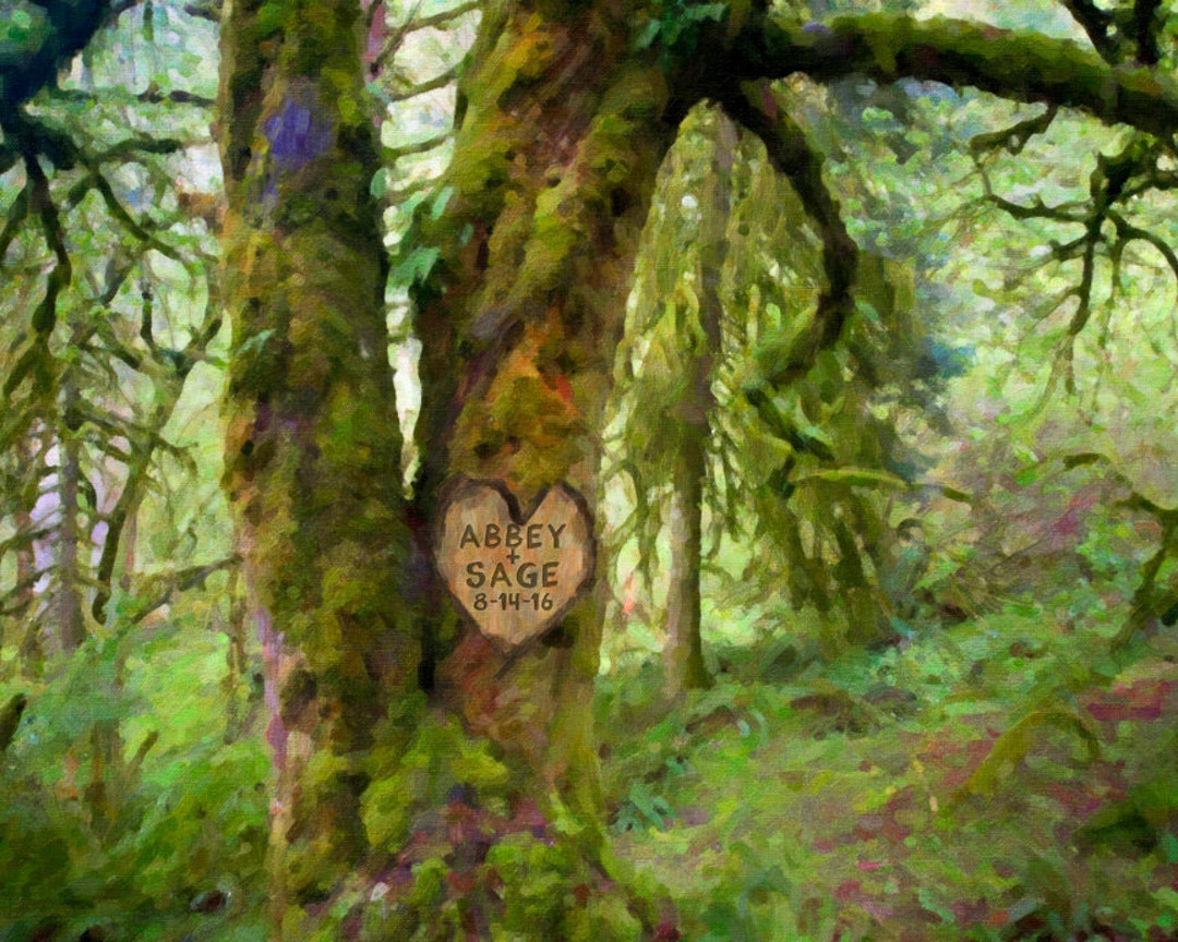 Carved Heart on Tree Personalized Wedding Gift Unique Romantic ...