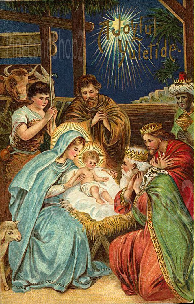 Victorian Christmas Cards Nativity