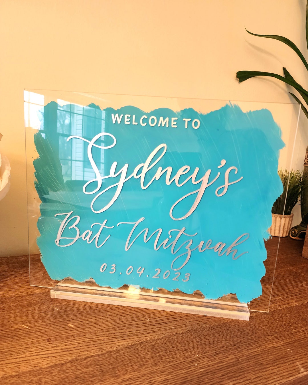 Bat Mitzvah Welcome Sign ANY Paint Color or Clear Handwritten ...