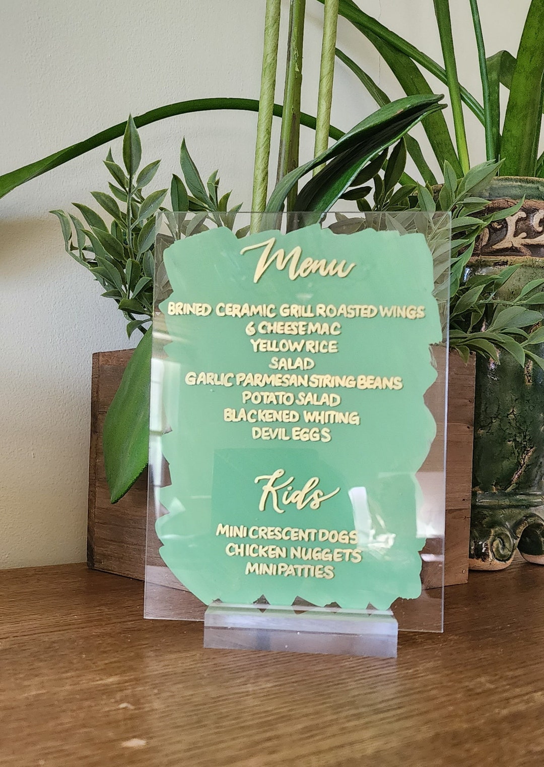 Menu Card Sign Handwritten Calligraphy Clear or Painted Back Acrylic ...