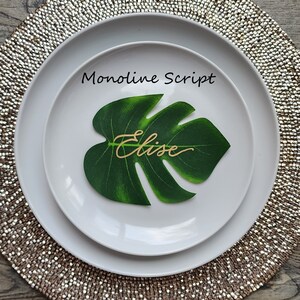 Tropical Palm Leaf Name Tags Handwritten Monstera Names With Hole Punch ...
