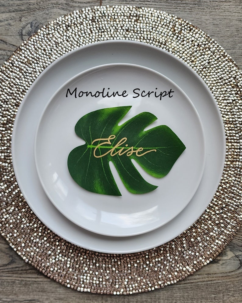 Tropical Palm Leaf Name Tags Handwritten Monstera Names With - Etsy