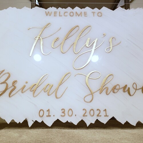 CLEO Wedding Welcome Sign Geometric Faux Gold Custom Sign | Etsy