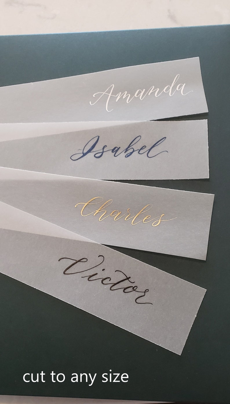 Menu Name Tags Vellum Translucent Custom Any Size Hand - Etsy