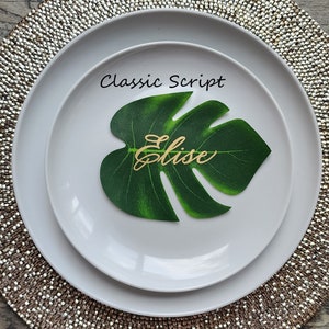 Tropical Palm Leaf Name Tags Handwritten Monstera Names With Hole Punch ...