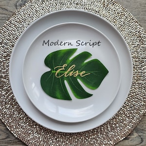 Tropical Palm Leaf Name Tags Handwritten Monstera Names With Hole Punch ...