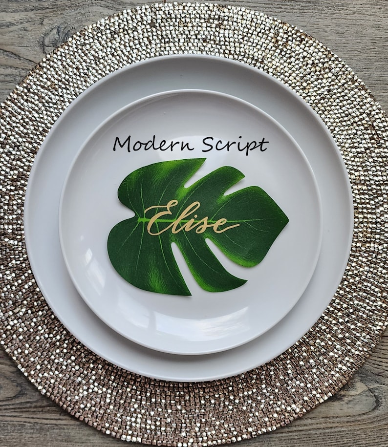 Tropical Palm Leaf Name Tags Handwritten Monstera Names With - Etsy