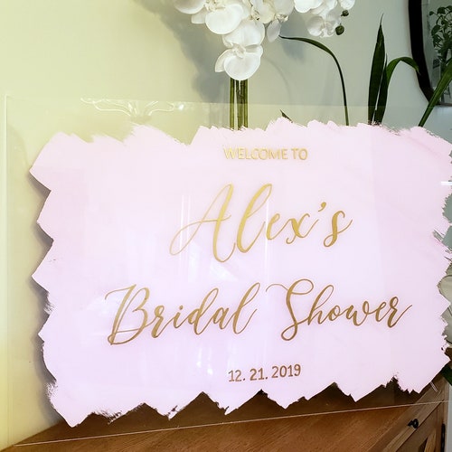 Personalized Hand Painted Acrylic Bridal Shower Welcome Sign - Etsy