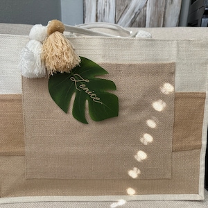 Tropical Palm Leaf Name Tags Handwritten Monstera Names With Hole Punch ...