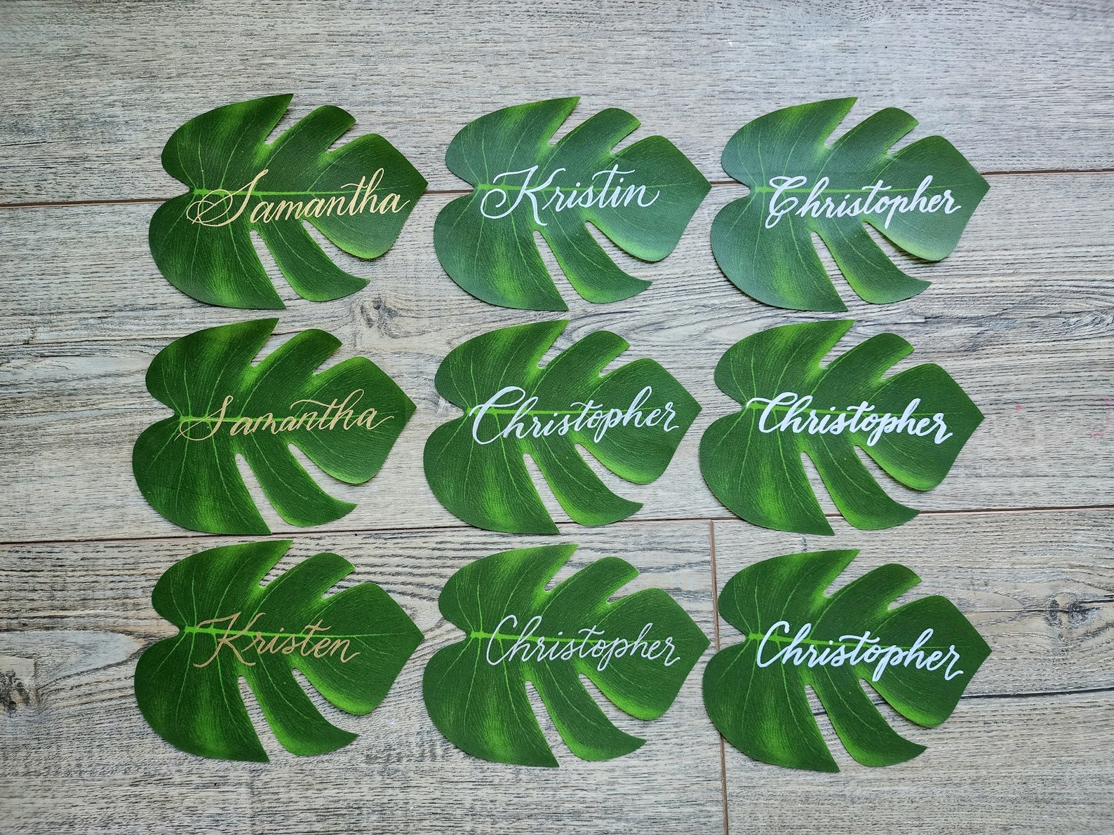 Tropical Palm Leaf Name Tags Handwritten Monstera Names With - Etsy