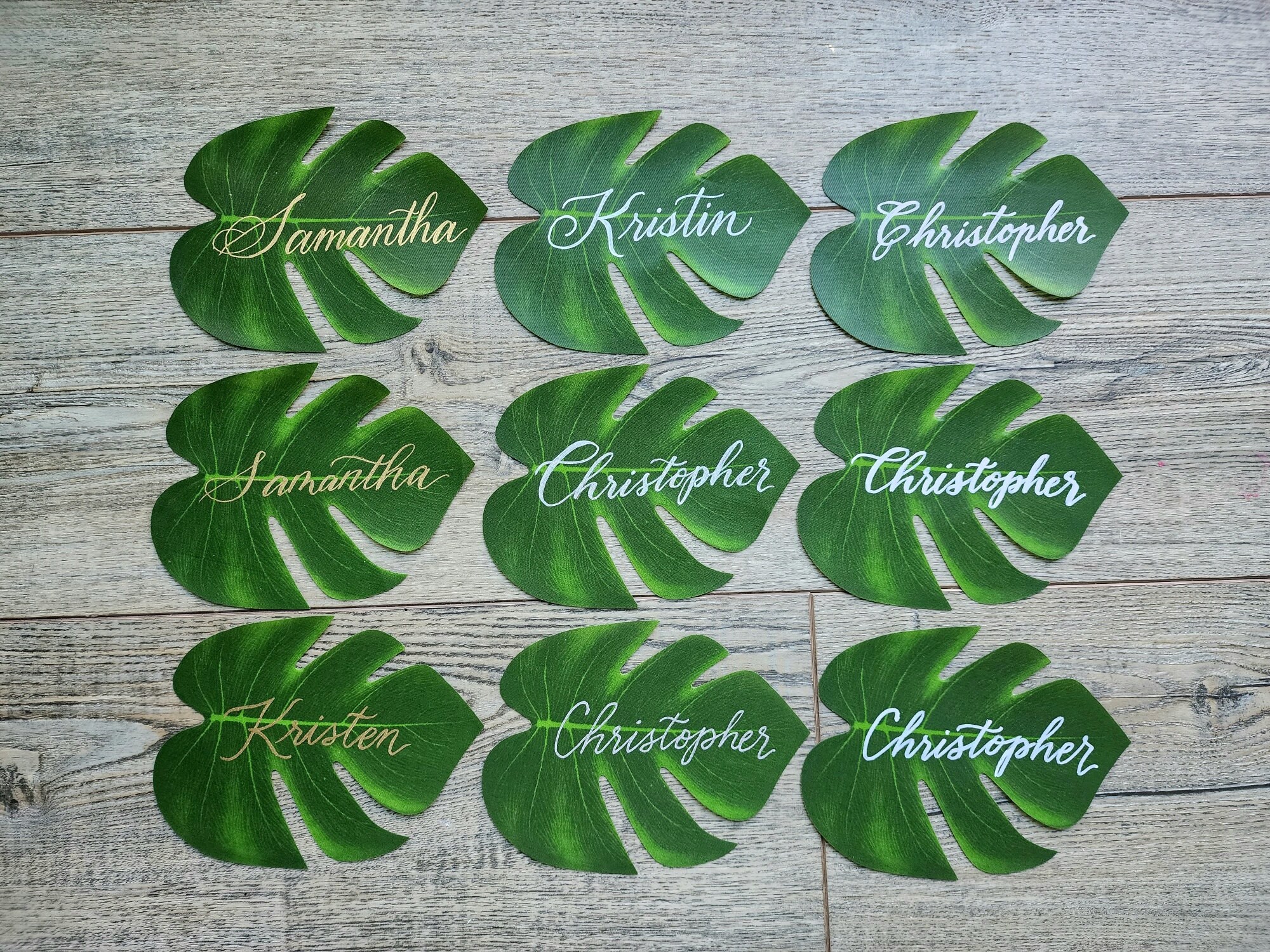 Tropical Palm Leaf Name Tags Handwritten Monstera Names With - Etsy
