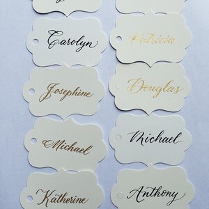 Name Tags in Handwritten Calligraphy- Ivory/off White, Two Script ...