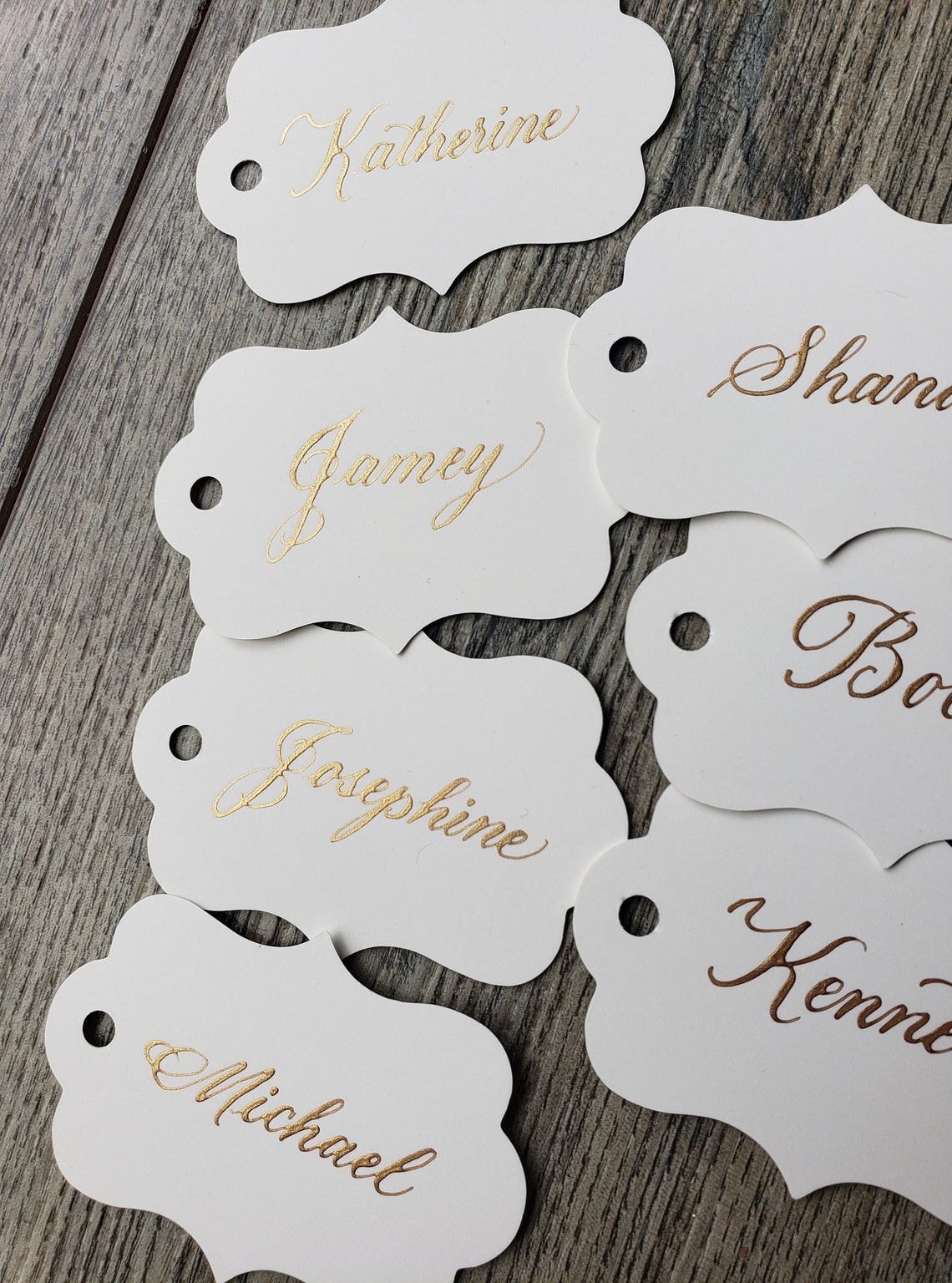 Name Tags in Handwritten Calligraphy- Ivory/off White, Two Script ...