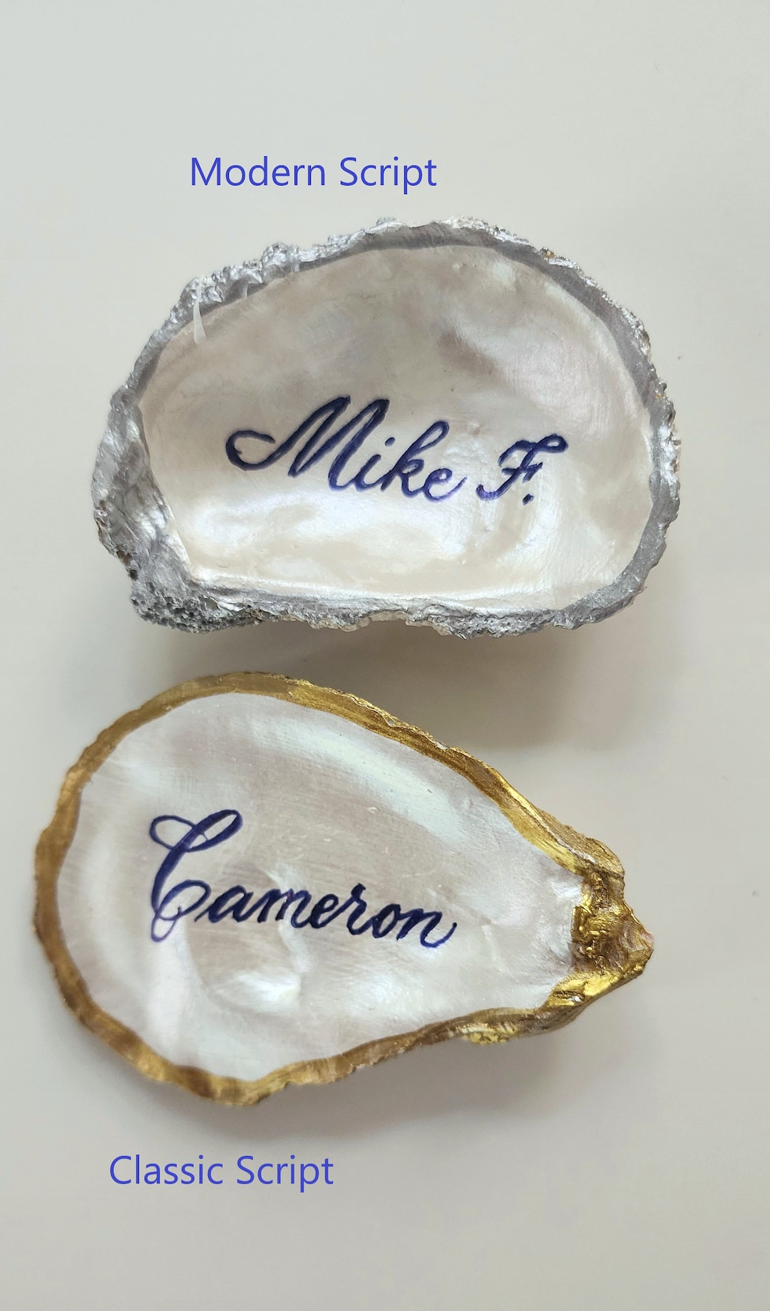 Oyster Shell Name Card Place Cards Favors Navy / Dark Blue Lettering ...