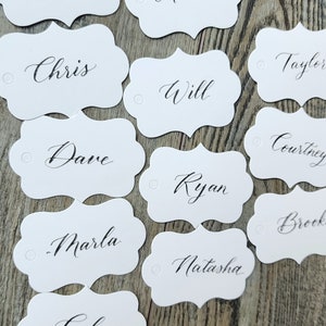 Name Tags in Handwritten Calligraphy- Ivory/off White, Two Script ...