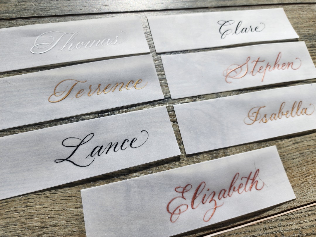 Vellum Translucent Cards Menu Names Handwritten CLASSIC Calligraphy ...