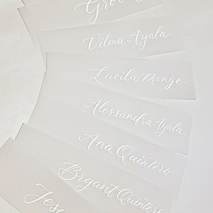 Menu Name Tags Vellum Translucent Custom Any Size Hand Calligraphy ...