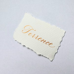 Place Cards Deckled Edge Paper Classic Script Hand Calligraphy FIRST ...