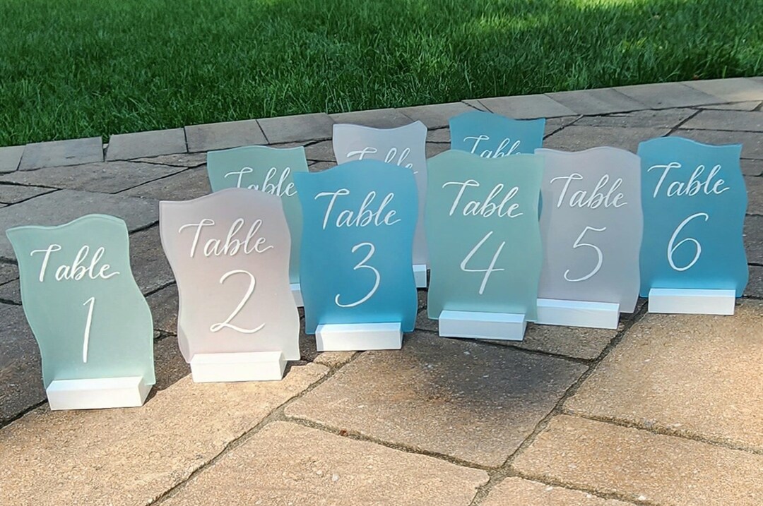 Sea Glass Table Numbers PAINTED Stands in Gold, Silver, White, Black or ...