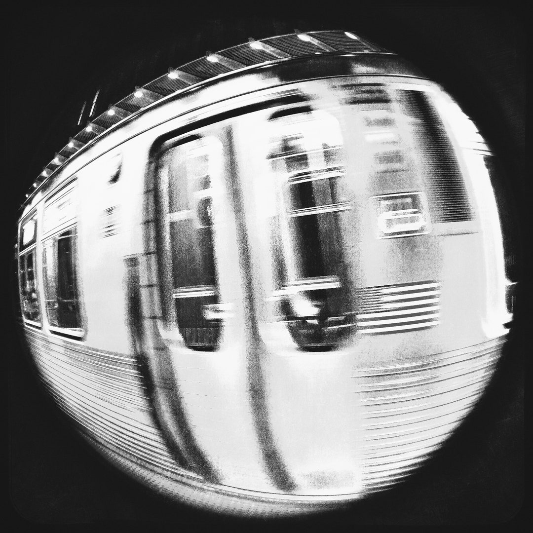 Fisheye Train, Black and White Photography - Etsy